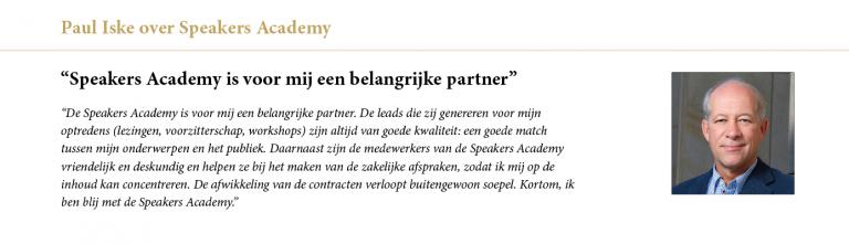 Paul Iske - | exclusief management en boekingen | spreker Speakers Academy